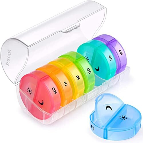 Pill Box 7 Day 2 Times a Day Sukuos Weekly Pill Organiser AM PM BPA ...