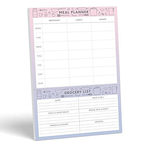 Meal Planner Notepads Purple Pink Design Notepad Organiser for ...