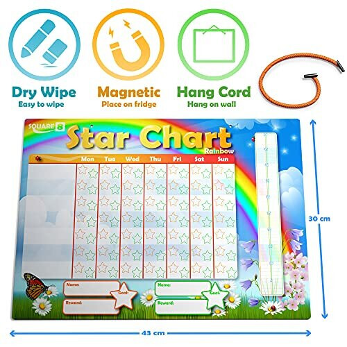 Rainbow Magnetic Reward Chart with Golden Stars Encourage Good ...