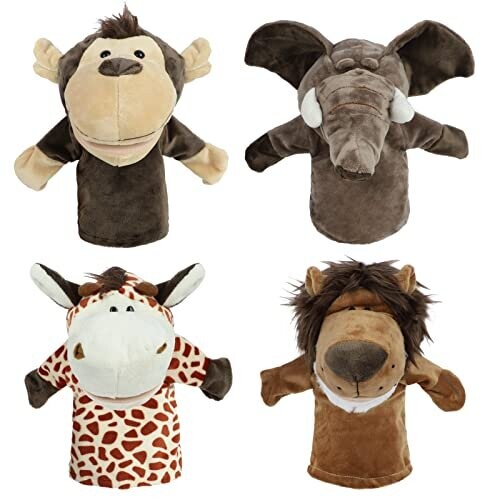 Hand Puppets for Kids 4 Packs Sooty and Sweep Puppets Animal Puppets ...