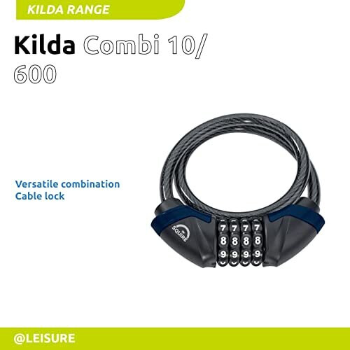 Heavy Duty Bikelock Kilda Combi 4 Wheel Combination Cable Lock ...