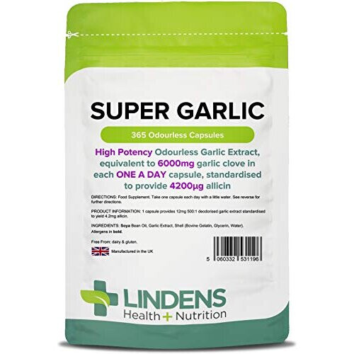 Super Garlic Odourless Capsules 365 Pack High Strength 6000mg 4200mcg ...