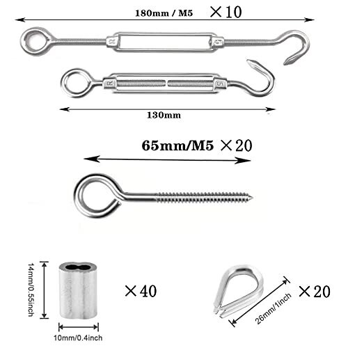 Heavy Duty Turnbuckle Wire Tensioner Kit for 3mm Cable Wire Rope ...