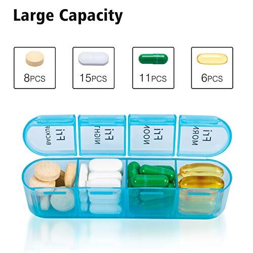Pill Box 4 Times a Day Betife Weekly Pill Box Organisers 7 Day Tablet ...