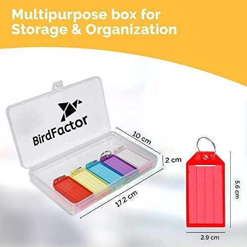 25 Pack Heavy Duty Key Tags with Labels 5 Colours Plastic Box with ...