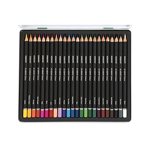 Academy Colouring Pencils Set of 24 in Tin Box Blendable Multicolour ...