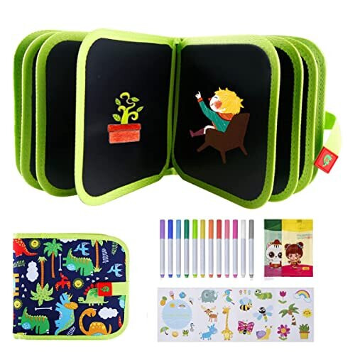 Erasable Doodle Books DoubleSided Kids Drawing Writing Boards with 12 ...