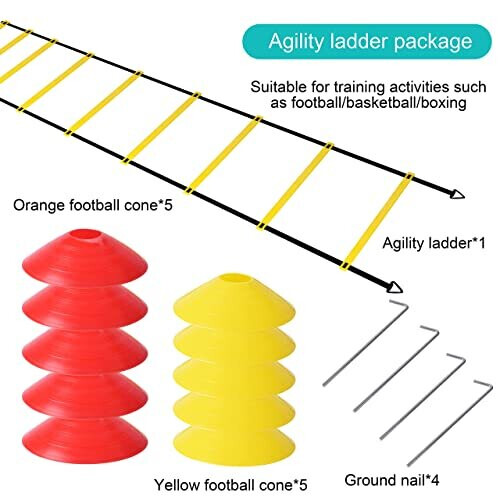 YSBER Agility Ladder Football Training Set - 6m Heavy Plastic Ladder ...
