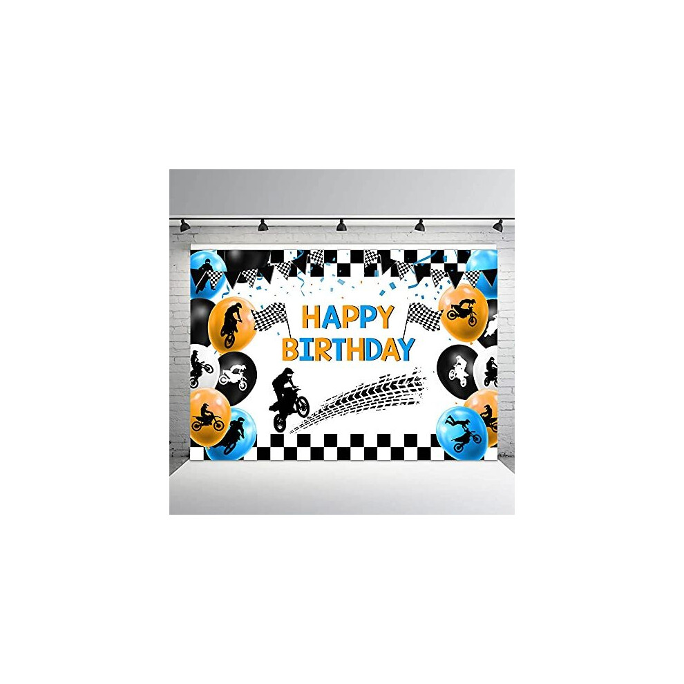 7x5ft Boy Birthday Backdrop for Motocross Drag Racing Black and White ...