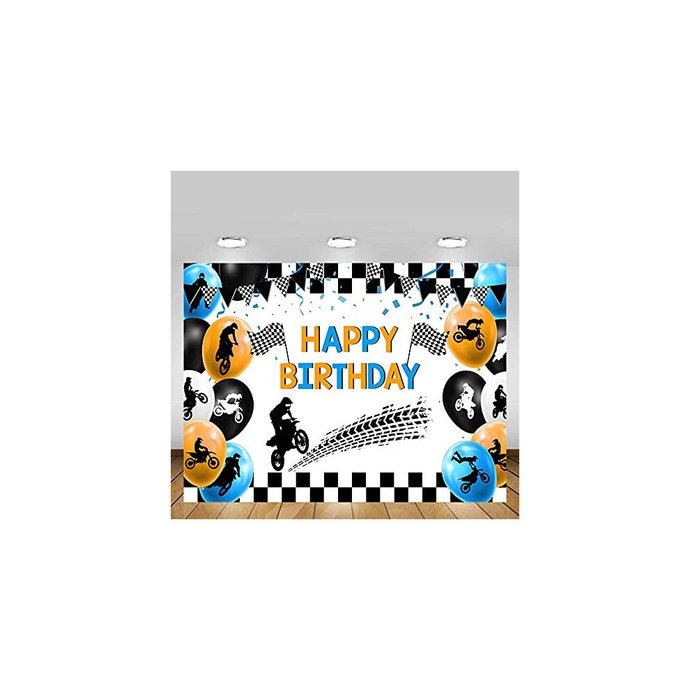 7x5ft Boy Birthday Backdrop for Motocross Drag Racing Black and White ...