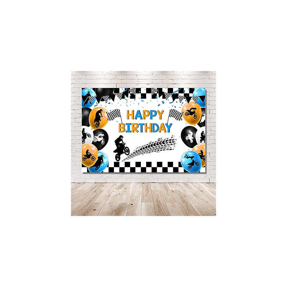 7x5ft Boy Birthday Backdrop for Motocross Drag Racing Black and White ...
