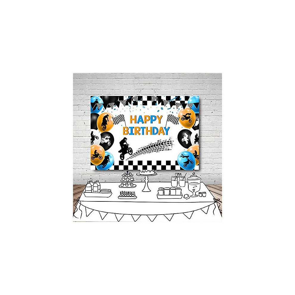 7x5ft Boy Birthday Backdrop for Motocross Drag Racing Black and White ...