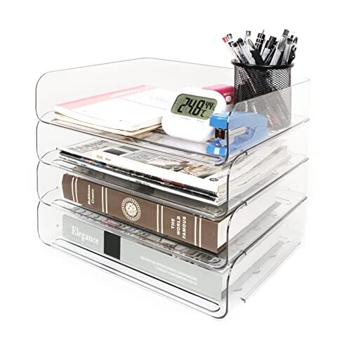 4 Tier Letter Tray Organizer Stackable Letter Tray Office Desk ...