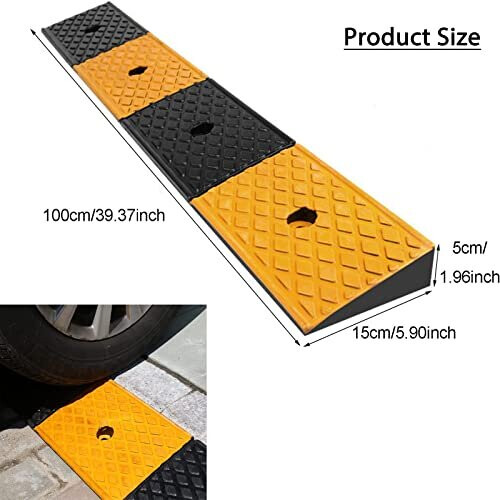 Rubber Kerb Ramp 100x15x5cm Heavy Duty Curb Ramp Portable Threshold ...