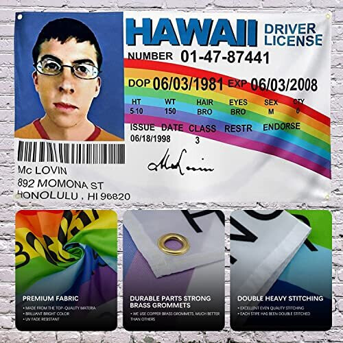 Funny McLovin ID Flag Fake Driver License3x5 FT Tapestry Banner Meme ...