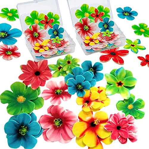 Edible Flower Cupcake Toppers Set of 70 Pcs Mixed Size Flower Birthday ...