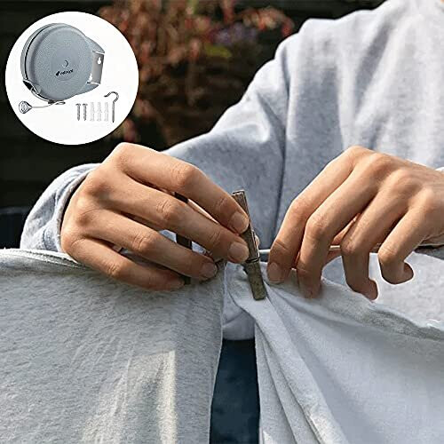 Retractable Washing Line Wall Mounted Extendable Clothes Line 15M ...