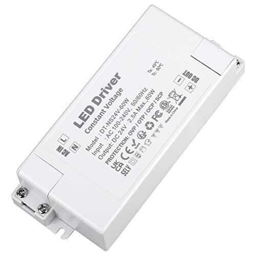 24V LED Driver 60W LED Power Supply 25A AC 240 to 24 Volt DC Transformer Constant Voltage ...