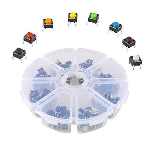 160 Pieces 8 Types 6x6x5mm 4 pin Momentary Tactile Push Button Switch ...