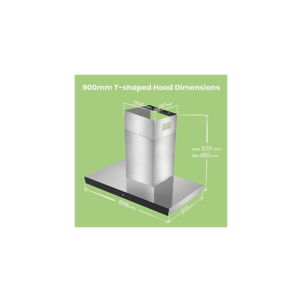 90 cm Chimney Cooker Hood 90M77 Stainless Steel Extractor Hood LED and ...