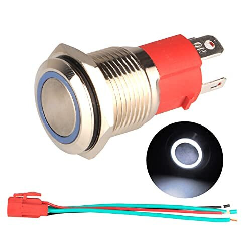 220V230V 15A Momentary Push Button Switch NO Waterproof White LED Light ...