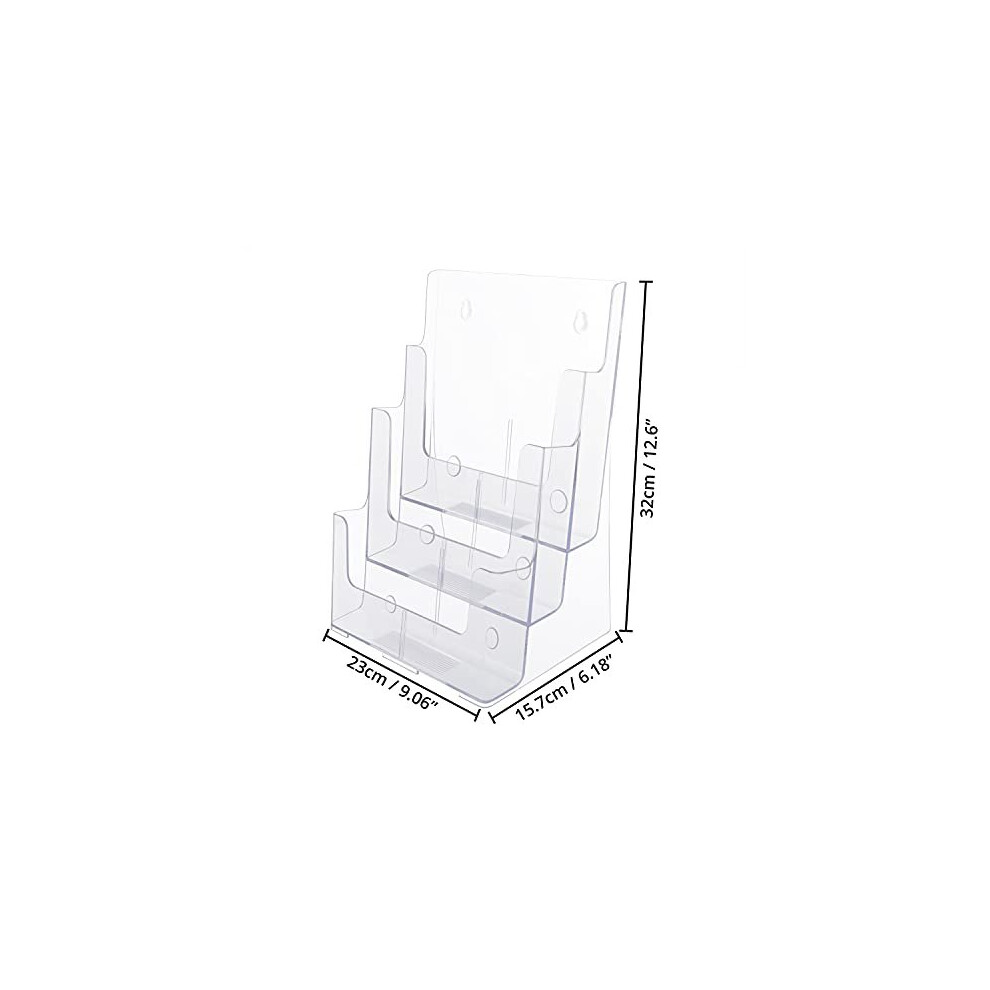 Clear Plastic A4 Brochure Holder 3Tier CounterDesktop Wall Mounted ...