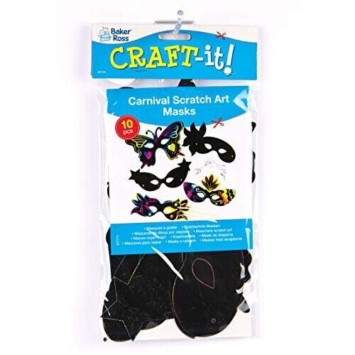 ET771 Carnival Scratch Art Masks Pack of 10 For Kids To Decorate Arts ...