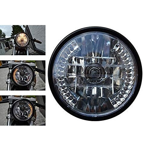 Motorbike Headlight Built In LED Indicators 7 inch Halogen 12V 35W ...