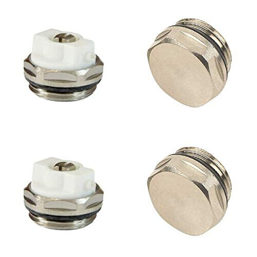 x2 Air Bleeder Blank Cap Set Manual Radiator AIR Vent Bleed Plug Valve ...