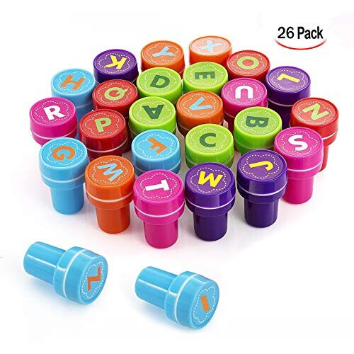 26 Alphabets Kids Cartoon Stamp Plastic Signet Set For Children ...