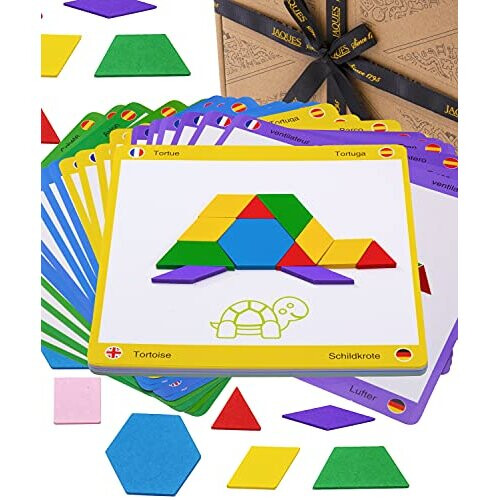 Educational Wooden Shapes Puzzle Colour Wooden Puzzle in 4 Languages ...