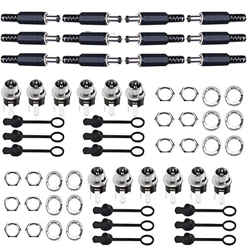 12Pcs 55MM x 25MM Male DC Power Plug Solder Power Jack Adapter ...