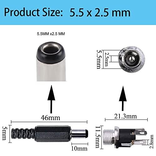 12Pcs 55MM x 25MM Male DC Power Plug Solder Power Jack Adapter ...