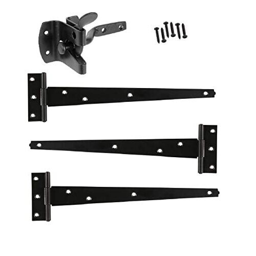BH07086 Heavy Duty Wooden Garden Gate Hanging Kit 3 x 12 inch Black Tee ...