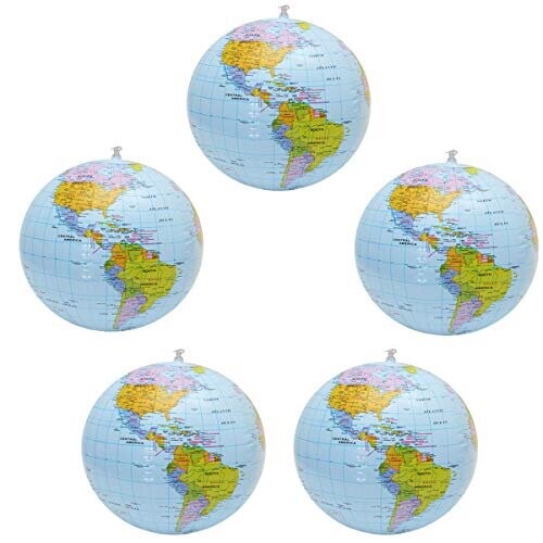 5 Pack Inflatable Globe PVC World Globe Inflatable Earth Beach Ball for ...