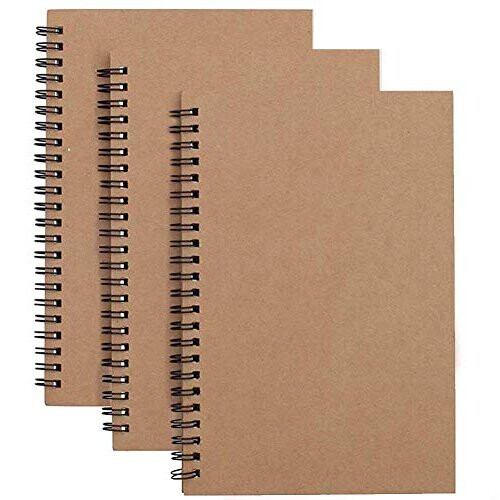 A5 Sketchbook 3 PackSoft Cover Spiral Notebook Kraft Cover Blank Sketch ...
