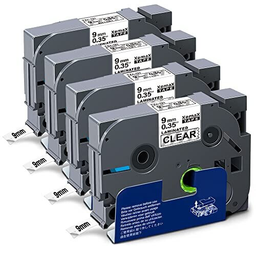 4X Label Tape Compatible for Brother Label Printer Tape 9mm TZe121 ...
