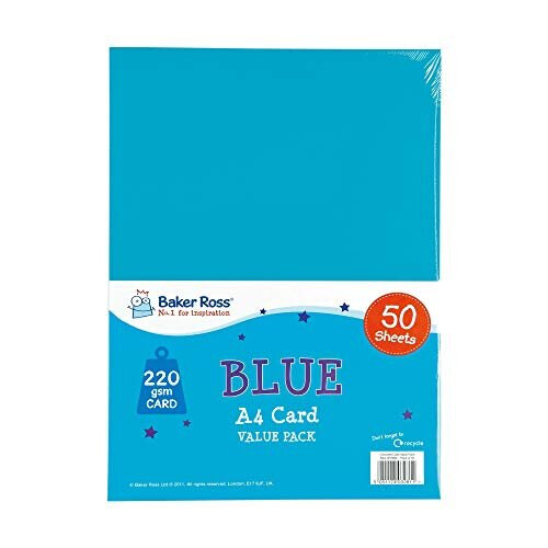 EV868 A4 Blue Card Pack of 50 Sheets Coloured Card for Arts and Crafts ...
