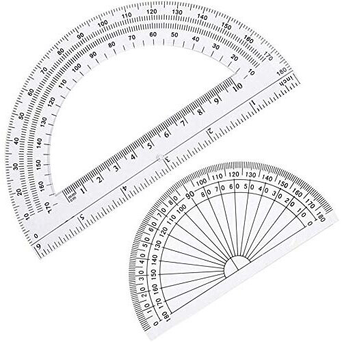 2pcs Plastic Protractors Math Protractor Clear 180 Degree 410cm and ...