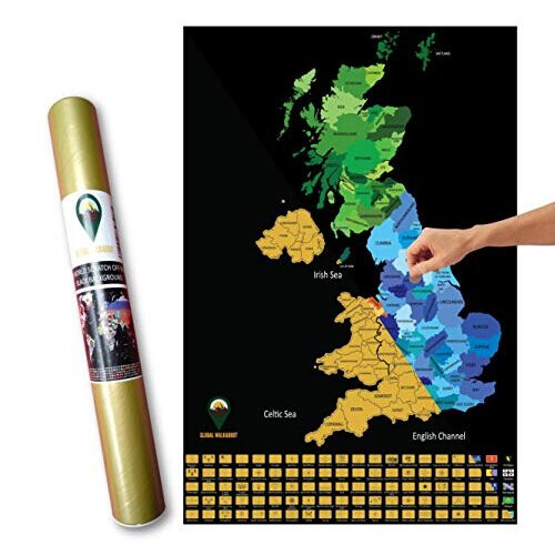 Scratch Off UK Map with colours background Deluxe Travel Size UK Map ...