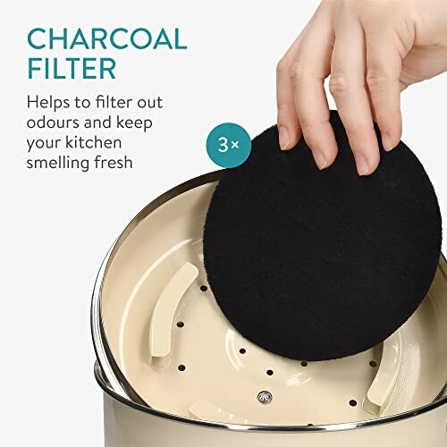 Metal Compost Caddy Bin 3 Litre Kitchen Composting Bucket with Charcoal ...