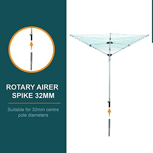 Metal Ground Spike for Outdoor Rotary Clothes Lines Enhanced Stability ...