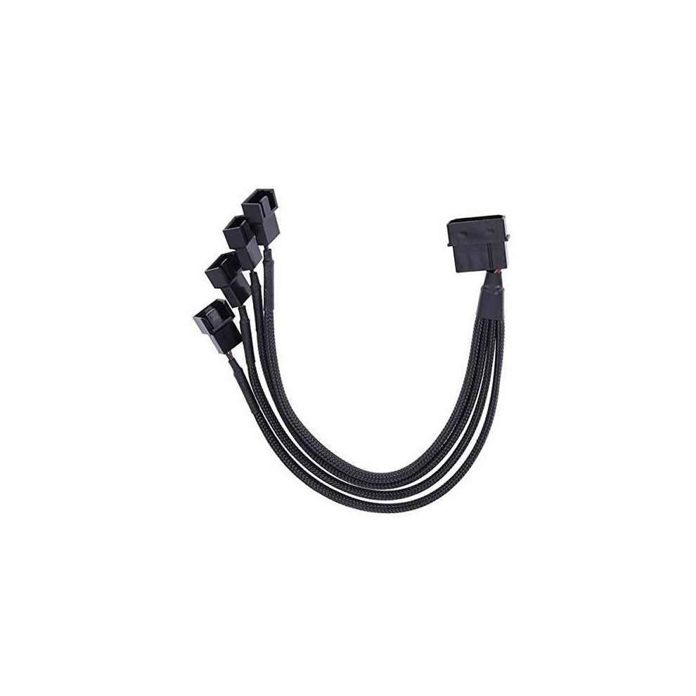 4Pin Molex to 4 x 34Pin PC Case Fan Sleeved Adapter Cable 3Pin or 4Pin ...