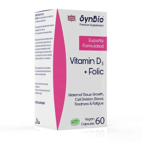 Premium Vitamin D3 Folic Acid 60 Capsules Vegan Certified Nut Free SOYA ...