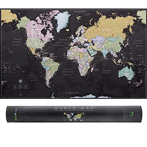 World Map Poster Large Wall Map of the World 42 x 65cm World Map Wall ...