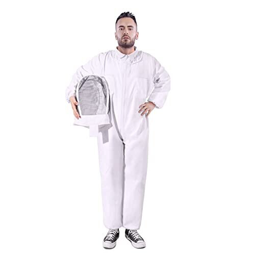 Beekeeper Suit Full Body Sting Proof Bee Suit with Ventilated Veil Hood ...