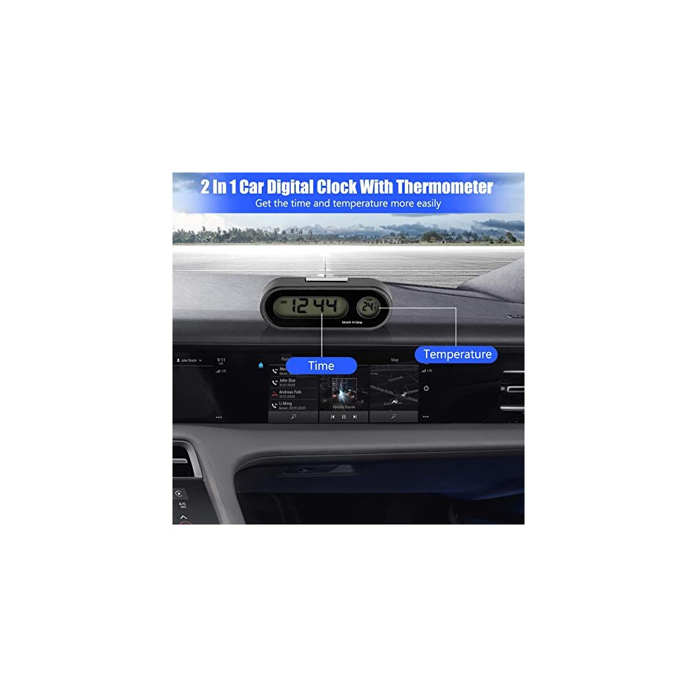 Car Clock 2 in 1 Car Digital Clock Car Digital Clock with Thermometer ...