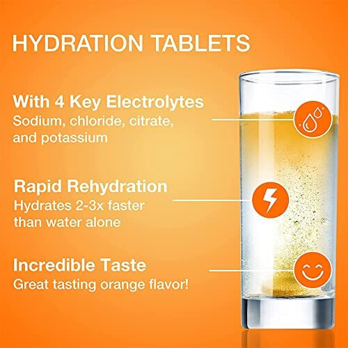 HydralyteEffervescent Electrolytes Tablets Orange 40 Tablets Prevents ...