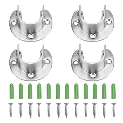 Wardrobe Hanging Rail Bracket Closet Pole Sockets Rod End Holders Round ...