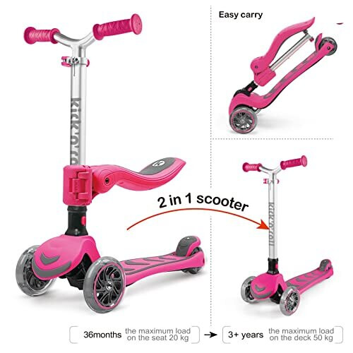 Kicknroll 2in1 Toddler Scooter 3 Wheel Foldable Kids Scooter with Seat ...